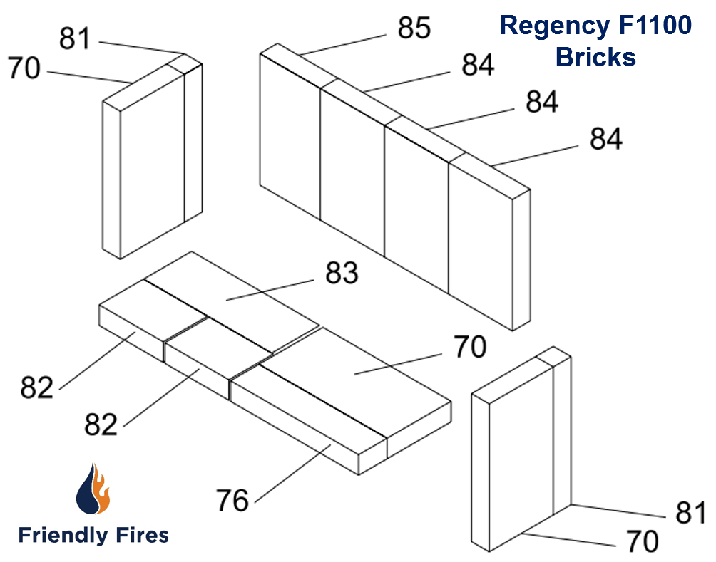Regency Brick Set - Complete - F1100 (073-960) – Regency Fireplace Parts